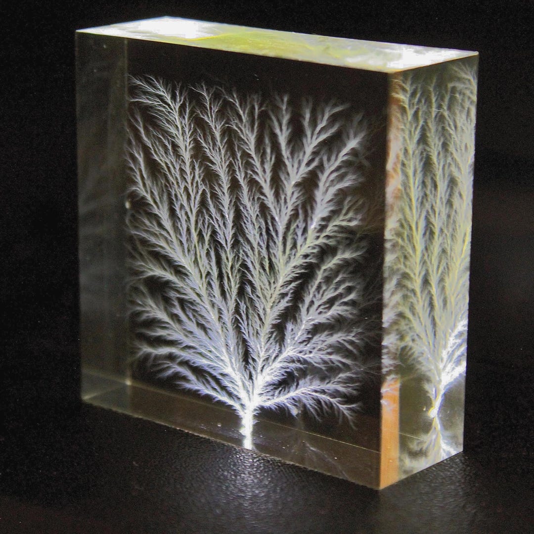 2"x2" X 0.75" Lichtenberg Figure/lightning in Acrylic Physics Sculpture ...
