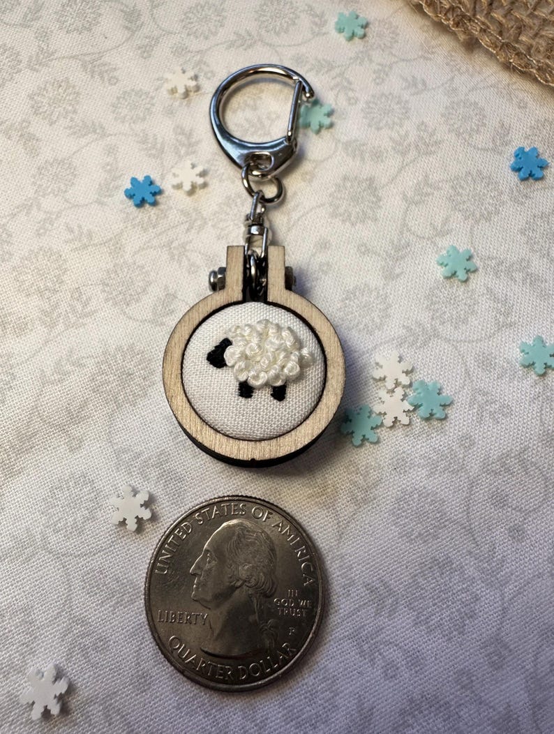 Sheep Hand-embroidered Little Keychain - Etsy
