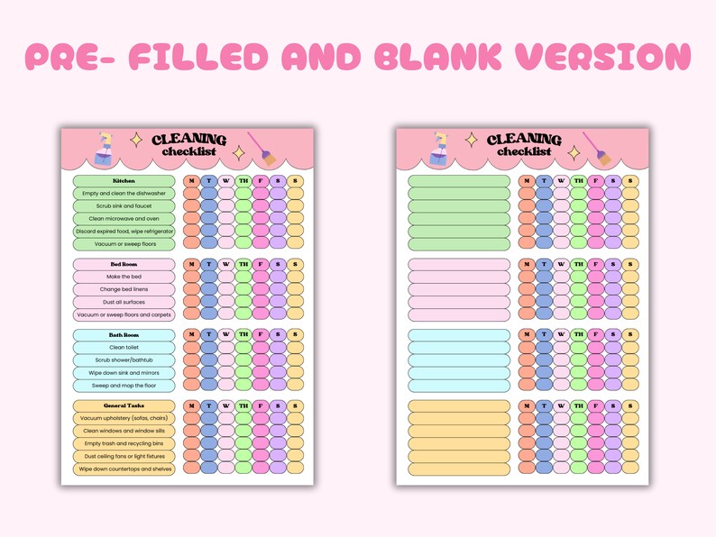 EDITABLE Cleaning Checklist Schedule Canva PDF Printable - Etsy