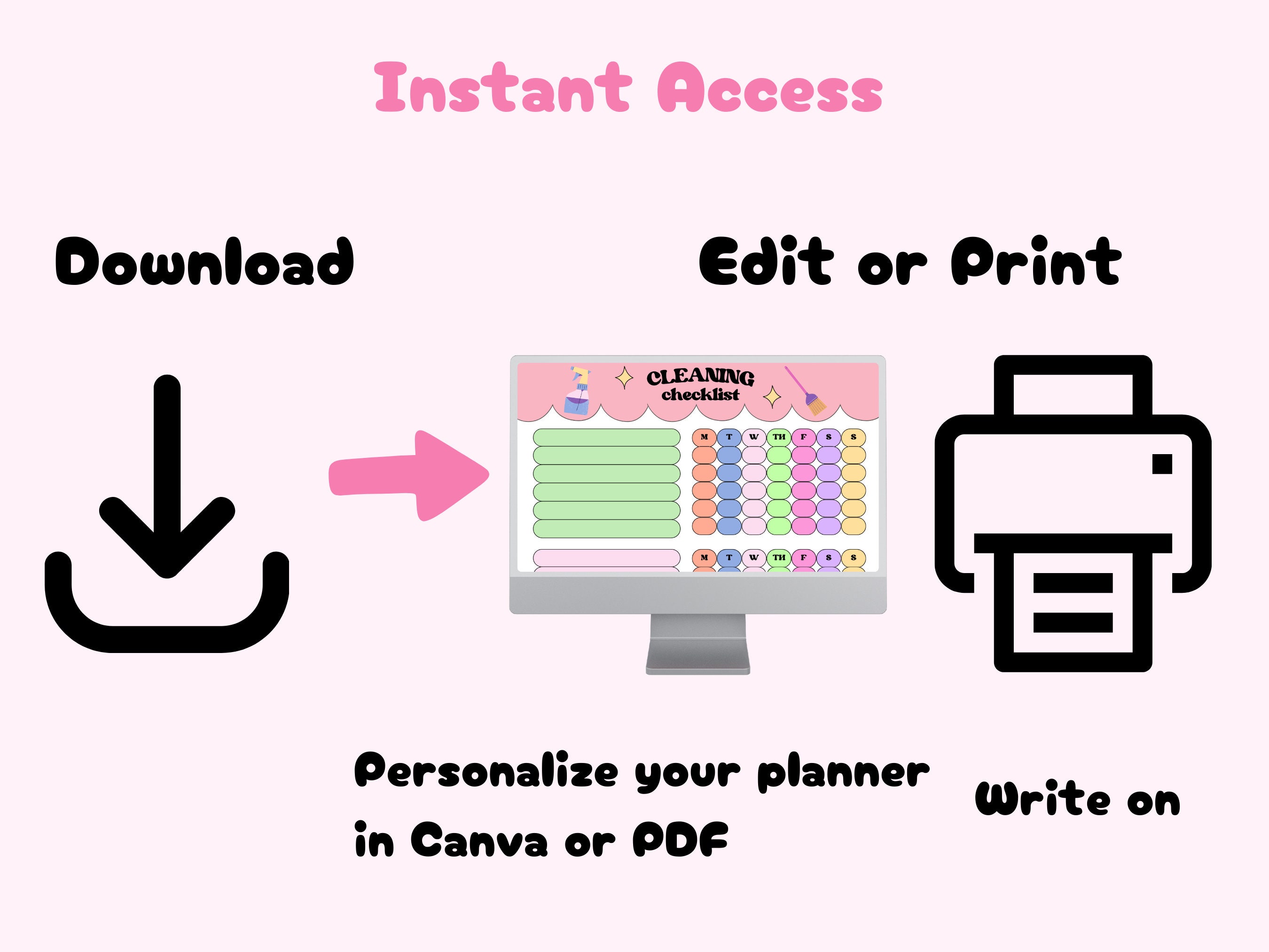 EDITABLE Cleaning Checklist Schedule Canva PDF Printable - Etsy