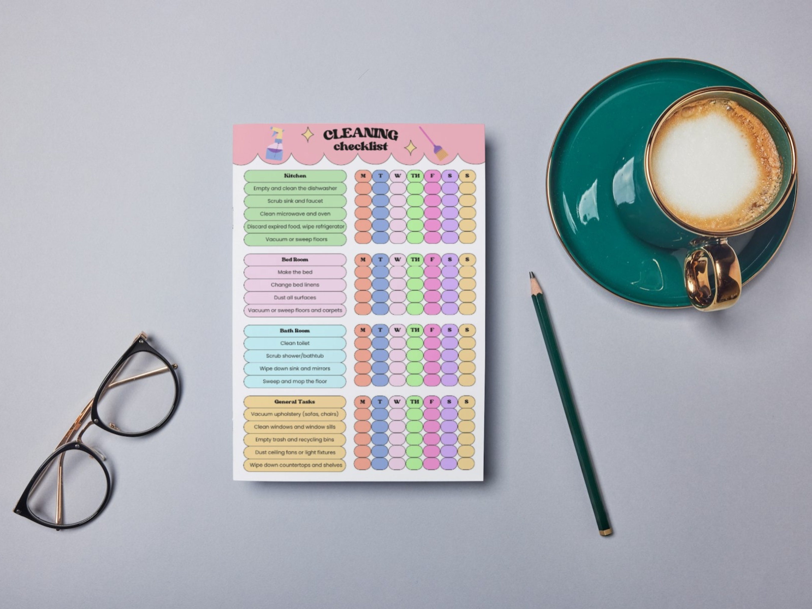EDITABLE Cleaning Checklist Schedule Canva PDF Printable - Etsy