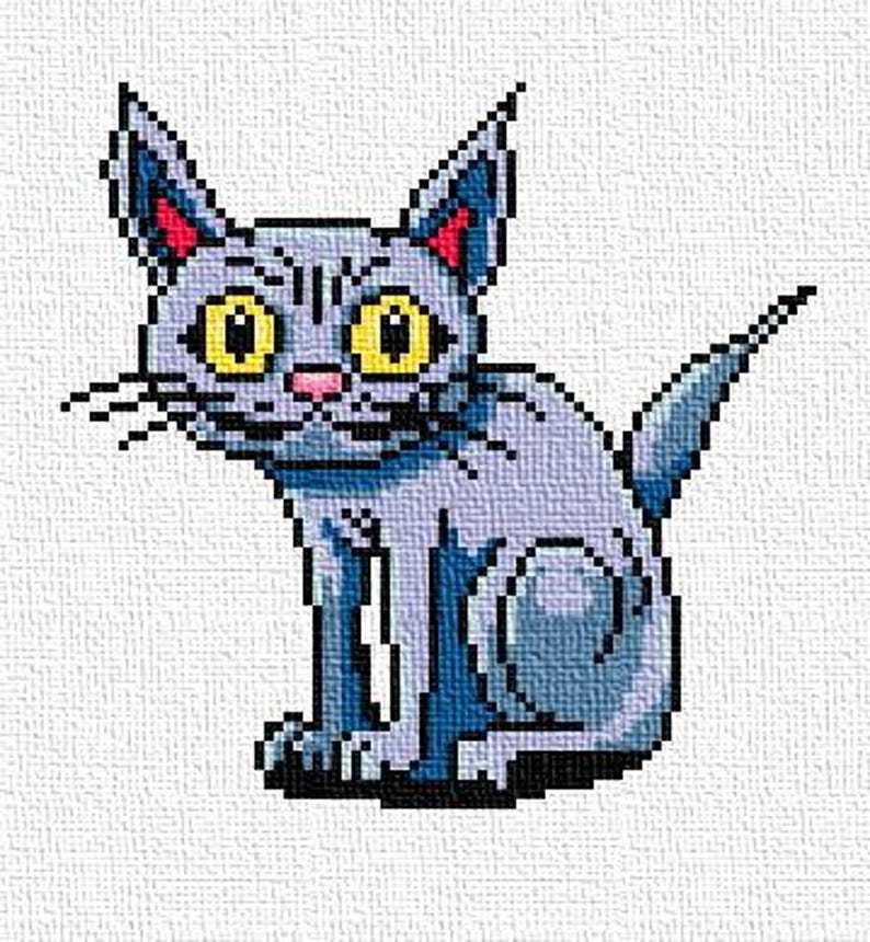 Kitty Pixel Art PDF Downloadable Chart. - Etsy
