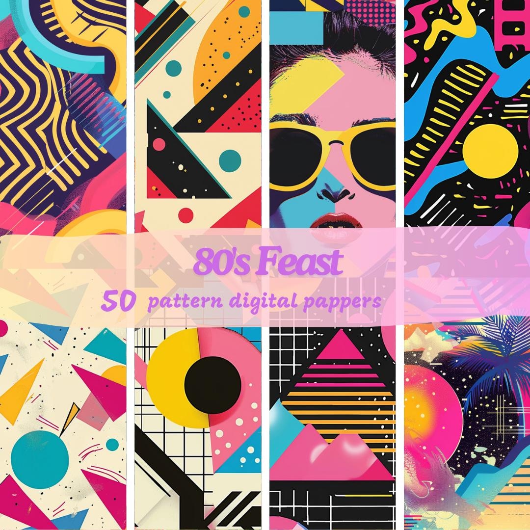 80s Art Pattern Digital Papers: Printable Scrapbook Paper (digital ...