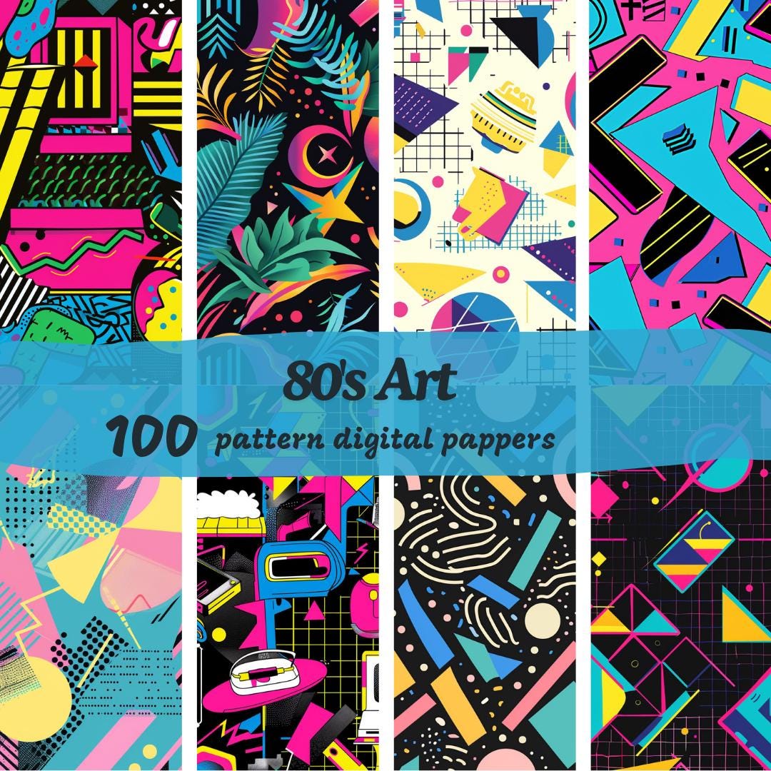 80s Art Pattern Digital Papers: Printable Scrapbook Paper (300dpi) - Etsy