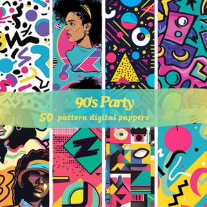 90's Art Pattern Flawless Digital Papers - Printable Scrapbook Paper ...
