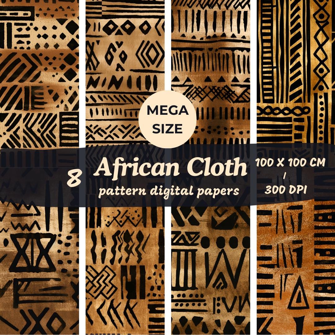 African Cloth Pattern Digital Papers: Seamless Ethnic Designs (digital ...