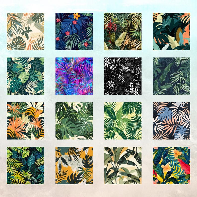 Jungle, Tropical, Forest Pattern Seamless Digital Papers Printable ...