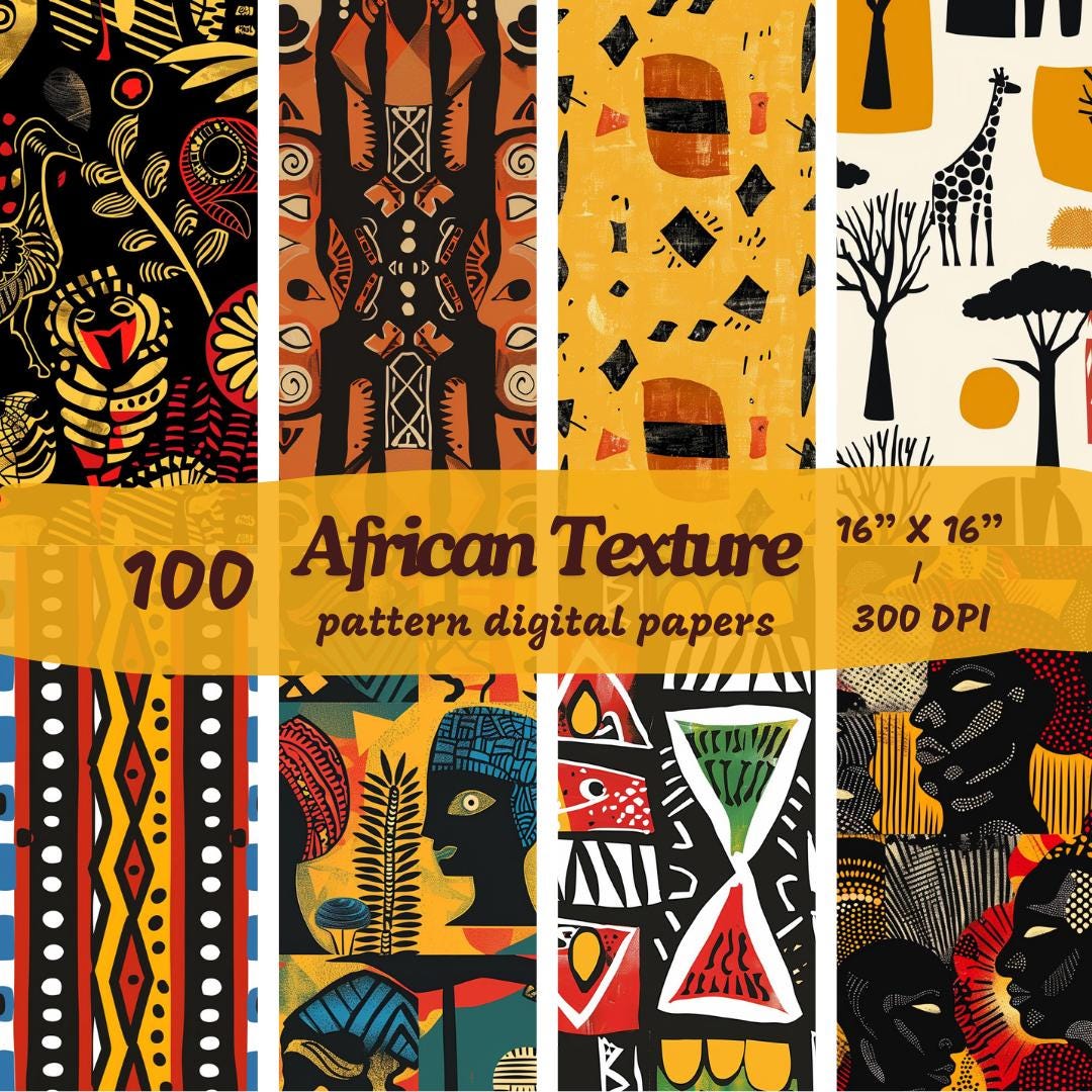 African Texture Digital Paper: 100 Printable Scrapbook Paper Designs ...