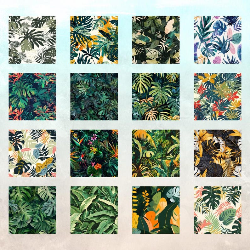 Jungle, Tropical, Forest Pattern Seamless Digital Papers Printable ...