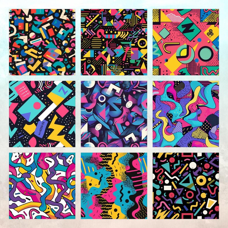 90's Art Pattern Flawless Digital Papers - Printable Scrapbook Paper ...