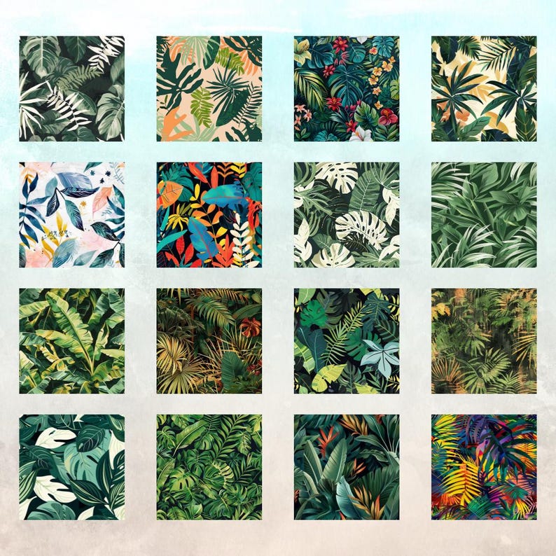 Jungle, Tropical, Forest Pattern Seamless Digital Papers Printable ...