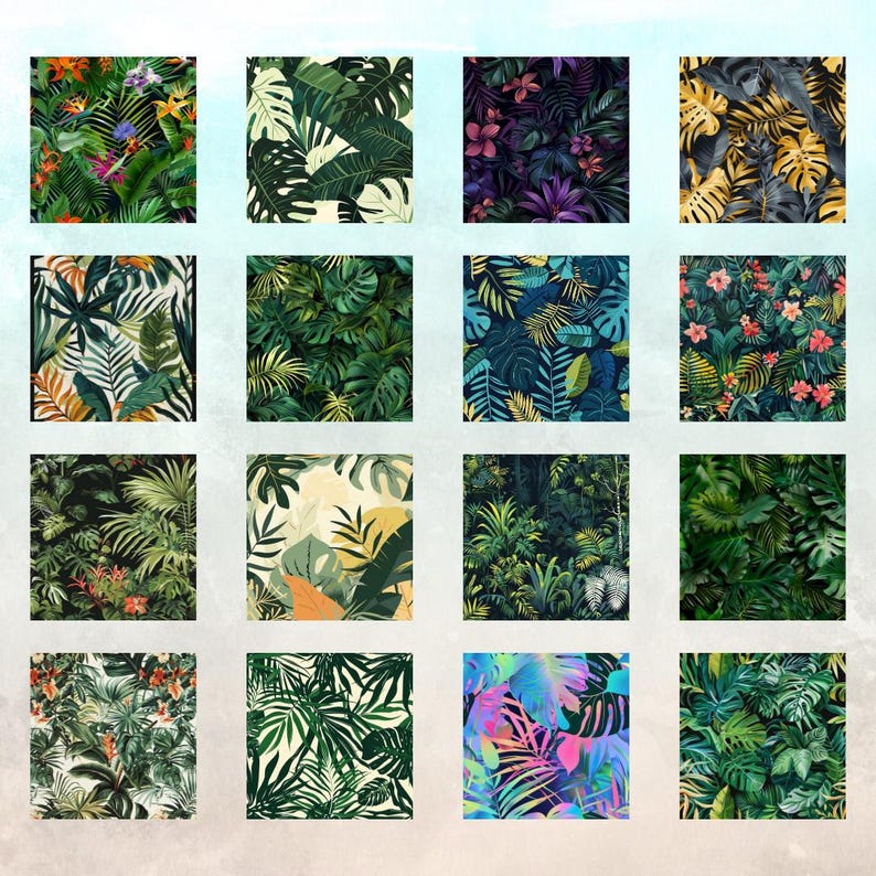 Jungle, Tropical, Forest Pattern Seamless Digital Papers Printable ...