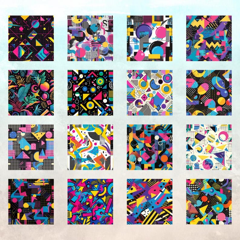 80's Art Pattern Flawless Digital Papers - Printable Scrapbook Paper ...