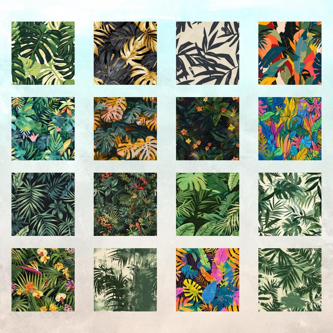 Jungle, Tropical, Forest Pattern Seamless Digital Papers Printable ...
