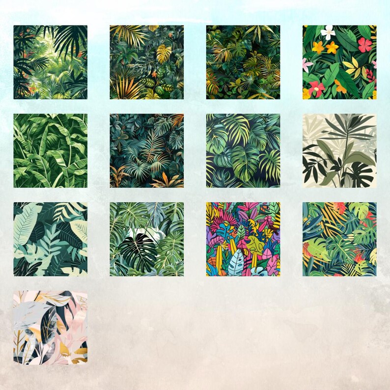 Jungle, Tropical, Forest Pattern Seamless Digital Papers Printable ...
