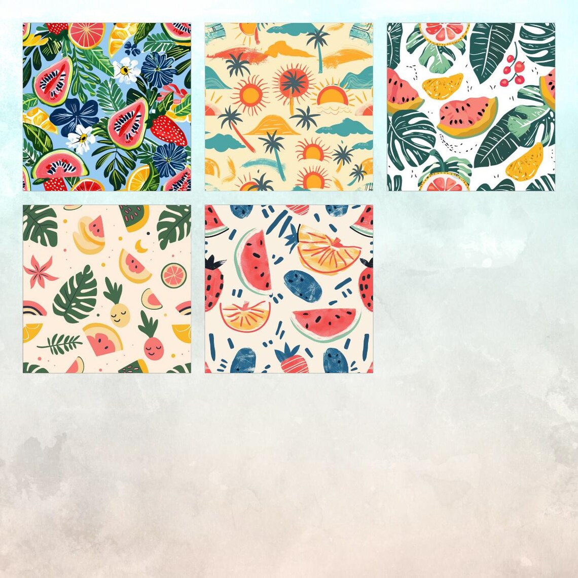 Summer Holiday Art Pattern Flawless Digital Papers Printable Scrapbook ...