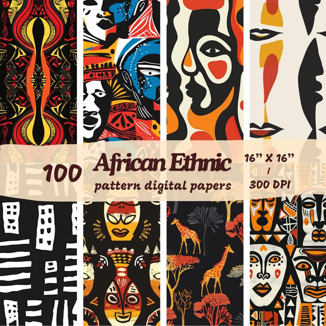 African Ethnic Pattern Flawless Digital Papers - Printable Scrapbook ...