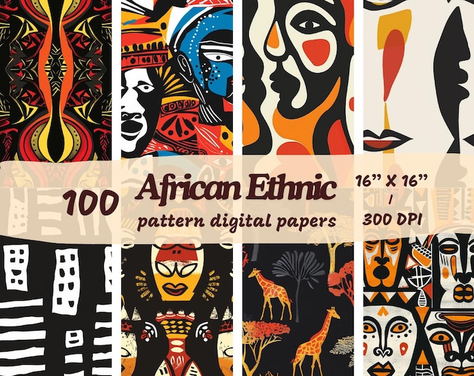 African Ethnic Pattern Digital Papers: 100-piece Set (digital Download ...