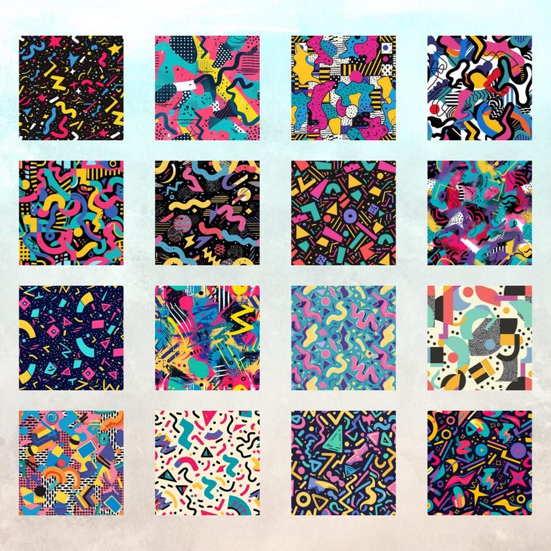 90's Art Pattern Flawless Digital Papers - Printable Scrapbook Paper ...