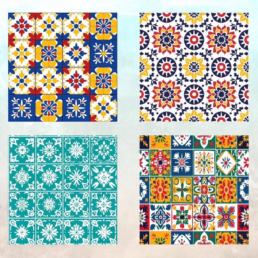 Mexican Talavera Pattern Seamless Digital Papers - Tile Patterns ...