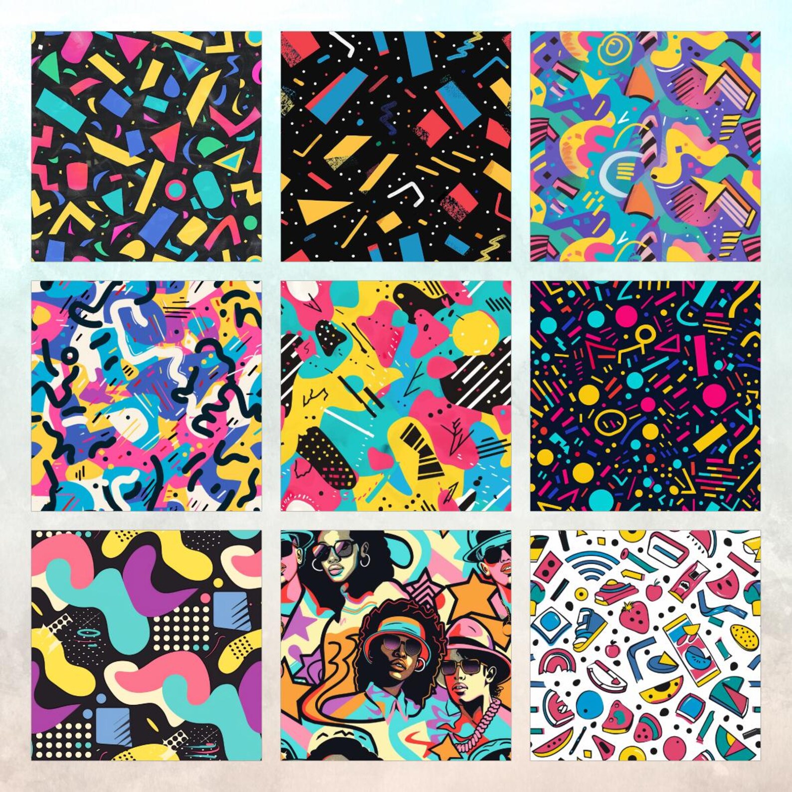 90's Art Pattern Flawless Digital Papers - Printable Scrapbook Paper ...