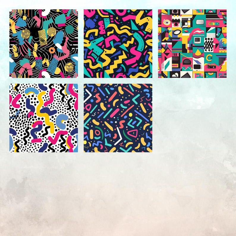90's Art Pattern Flawless Digital Papers - Printable Scrapbook Paper ...
