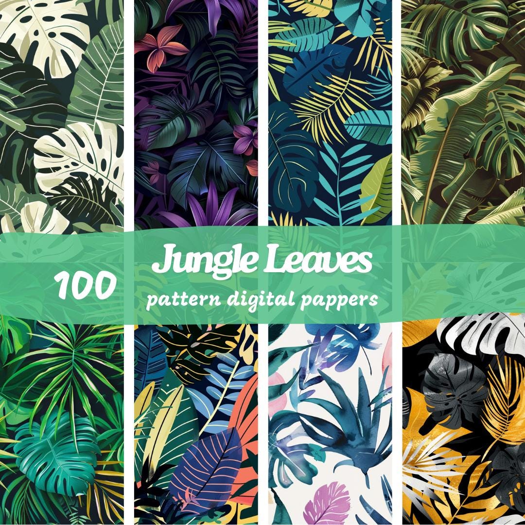 Jungle, Tropical, Forest Pattern Seamless Digital Papers Printable ...