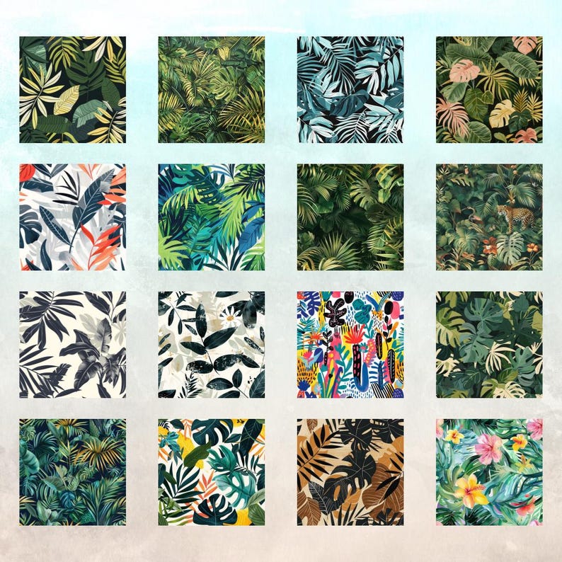 Jungle, Tropical, Forest Pattern Seamless Digital Papers Printable ...