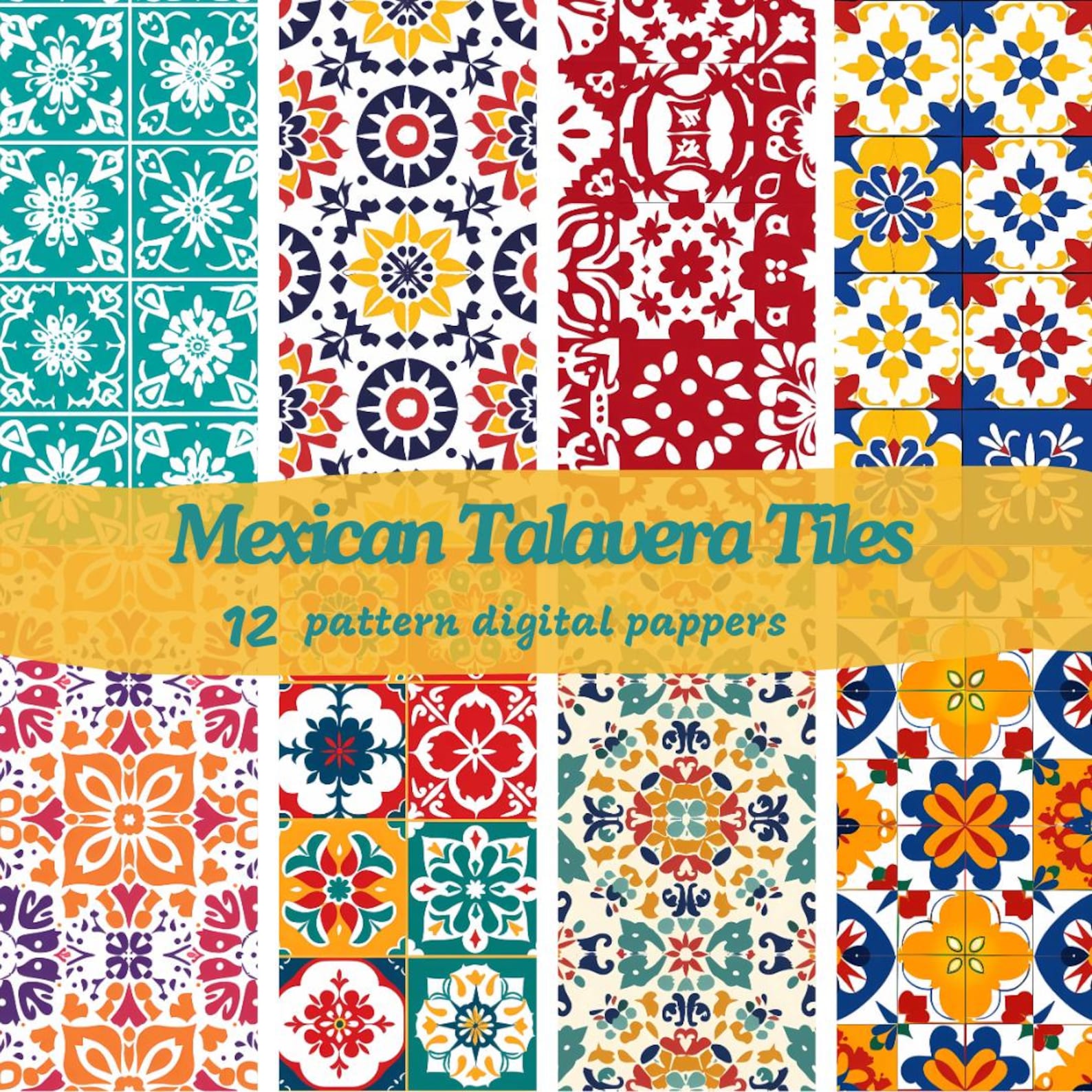 Mexican Talavera Pattern Seamless Digital Papers - Tile Patterns ...