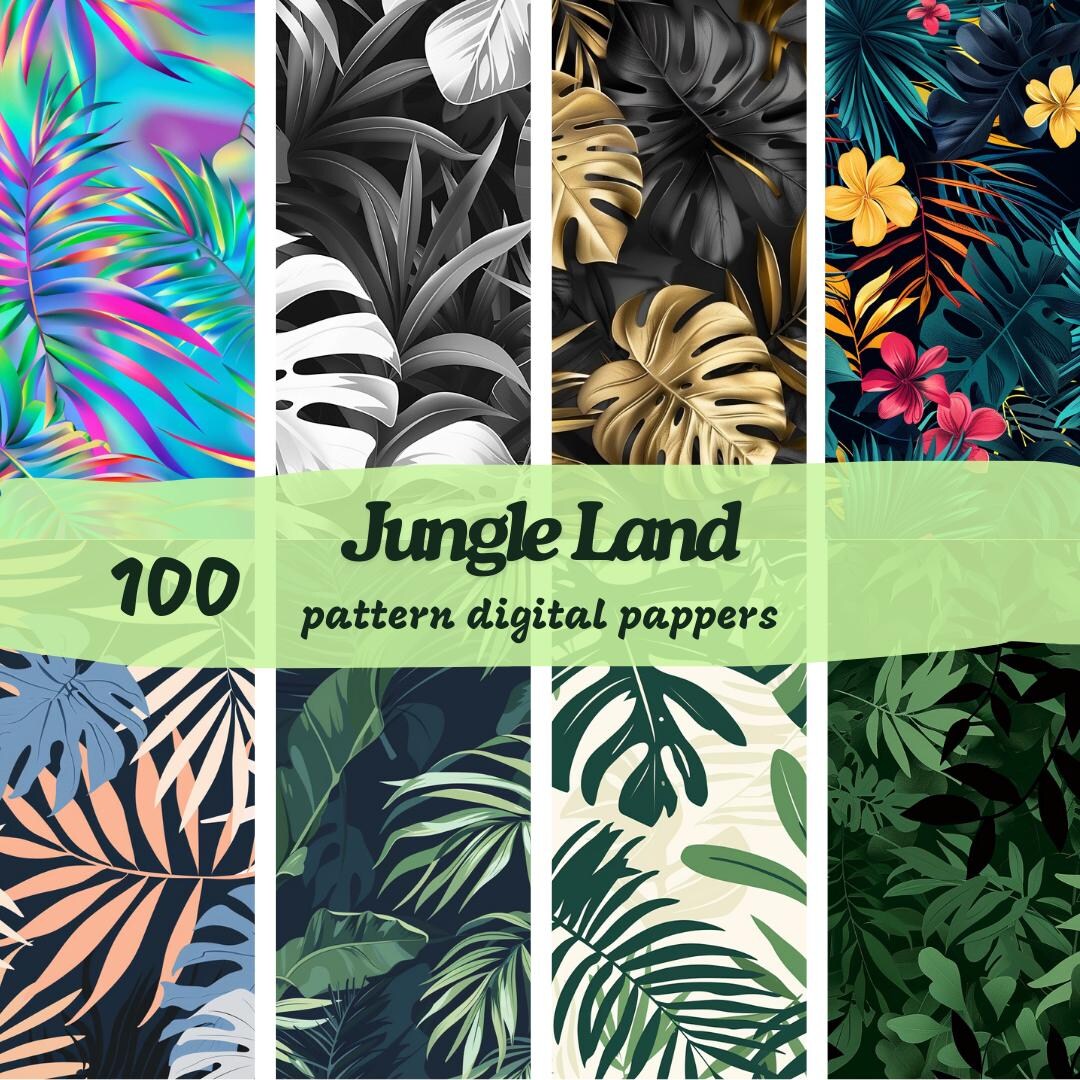 Jungle, Tropical, Forest Pattern Seamless Digital Papers Printable ...