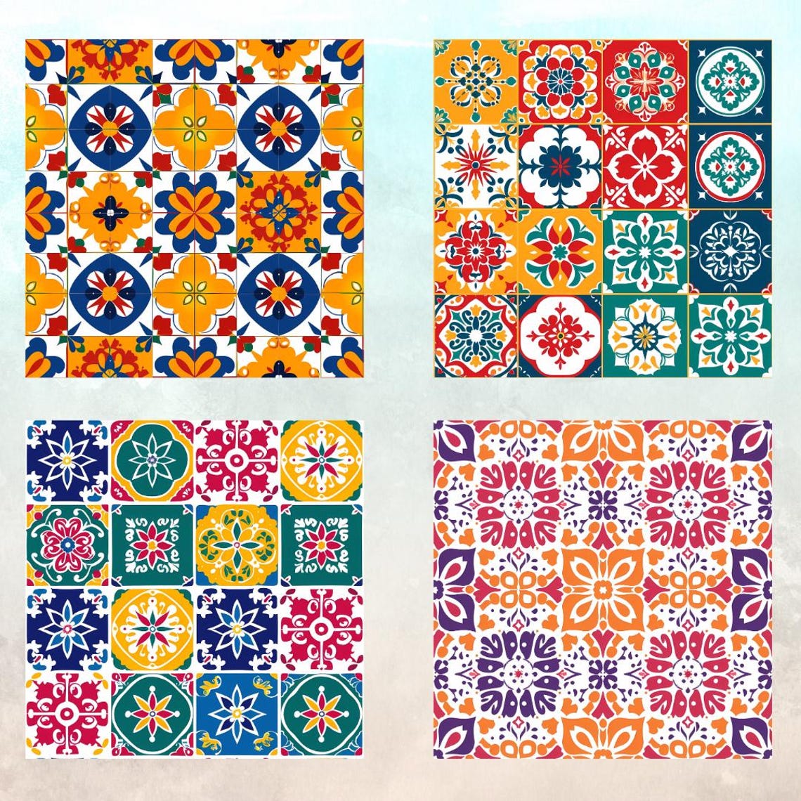 Mexican Talavera Pattern Seamless Digital Papers - Tile Patterns ...