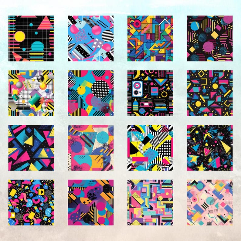 80s Retro Pattern Digital Papers: Commercial Use (digital Download) - Etsy