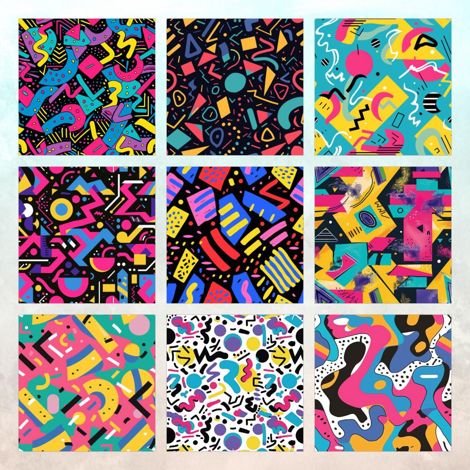 90's Art Pattern Flawless Digital Papers - Printable Scrapbook Paper ...