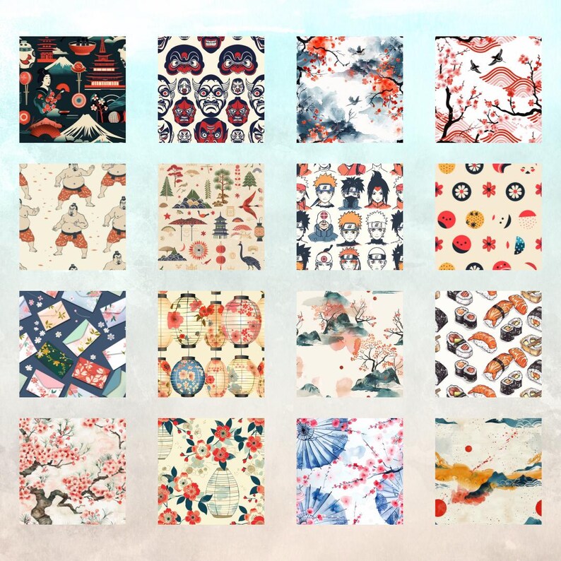 Japanese Vibe Pattern Seamless Digital Papers Printable Scrapbook Paper ...