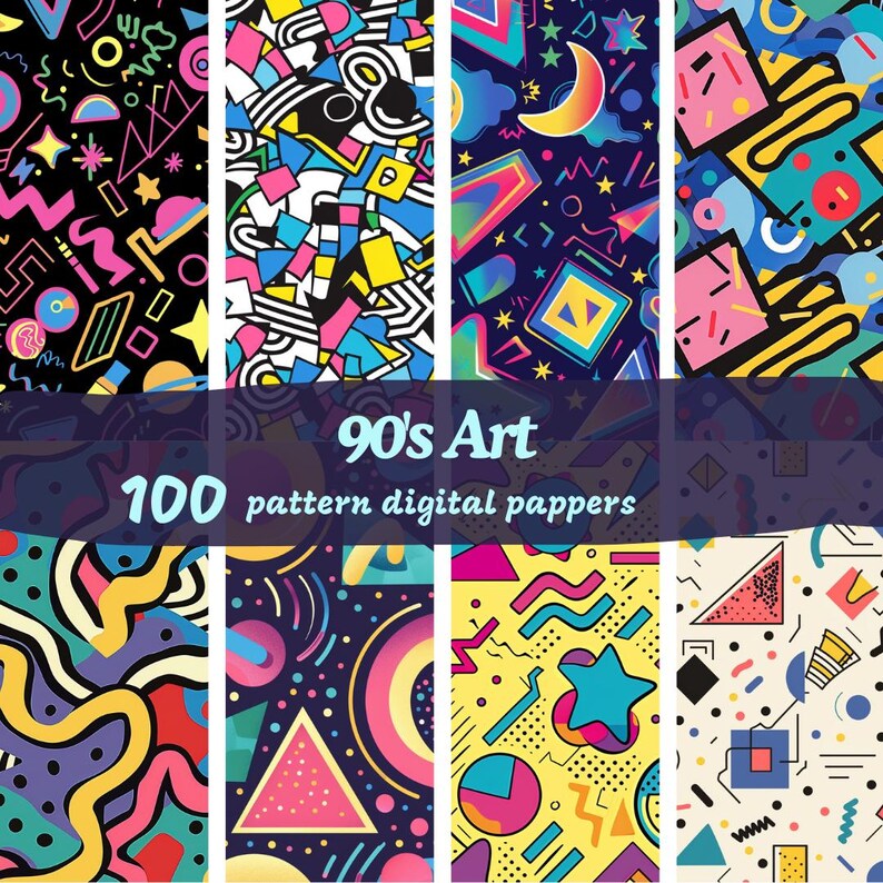 90's Art Pattern Flawless Digital Papers Printable Scrapbook Paper Jpg ...
