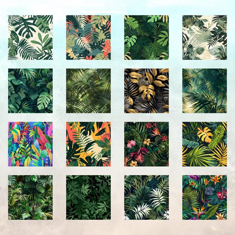 Jungle, Tropical, Forest Pattern Seamless Digital Papers Printable ...