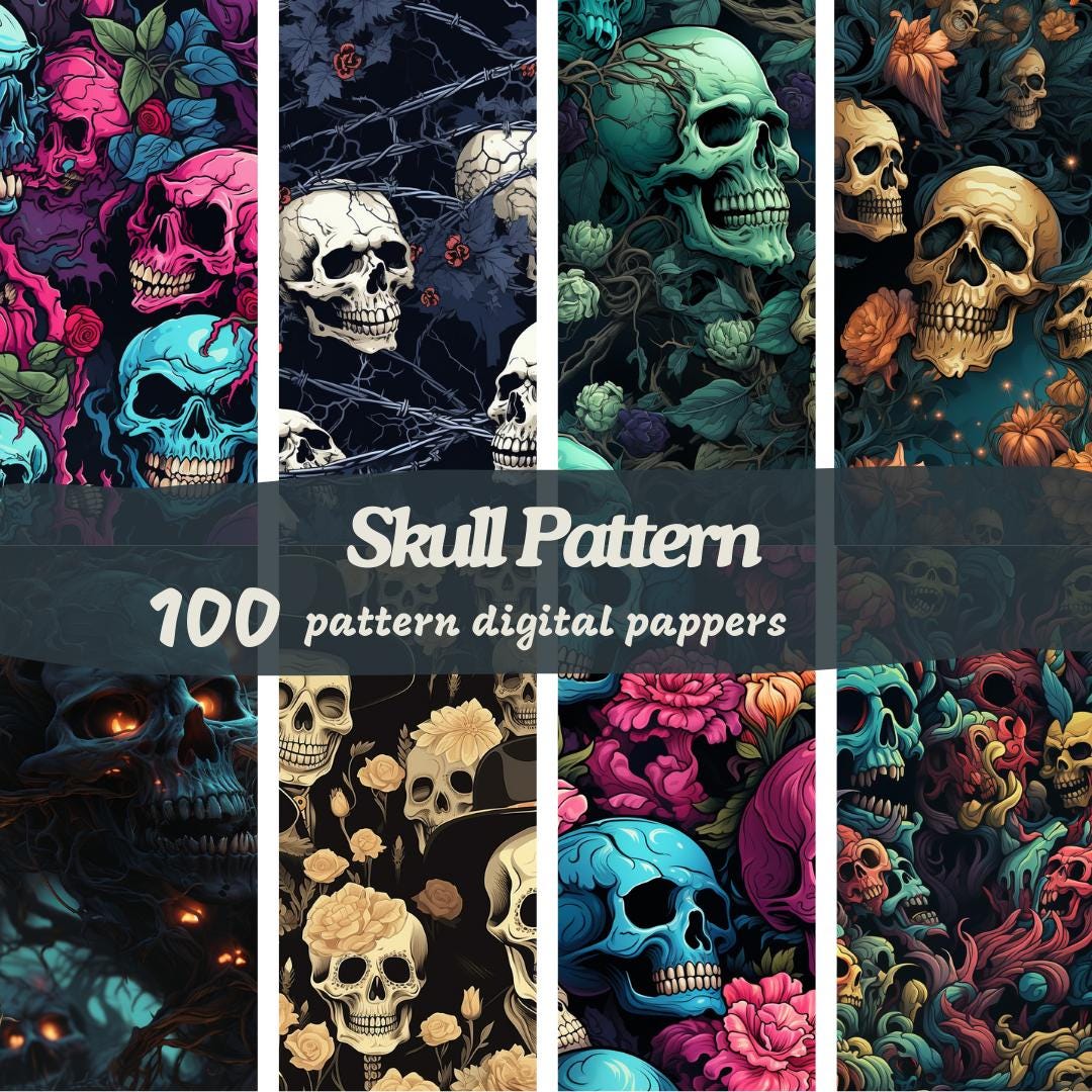 Skull Pirate Seamless Pattern: Printable Digital Paper (300dpi) - Etsy