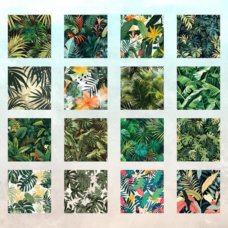 Jungle, Tropical, Forest Pattern Seamless Digital Papers Printable ...