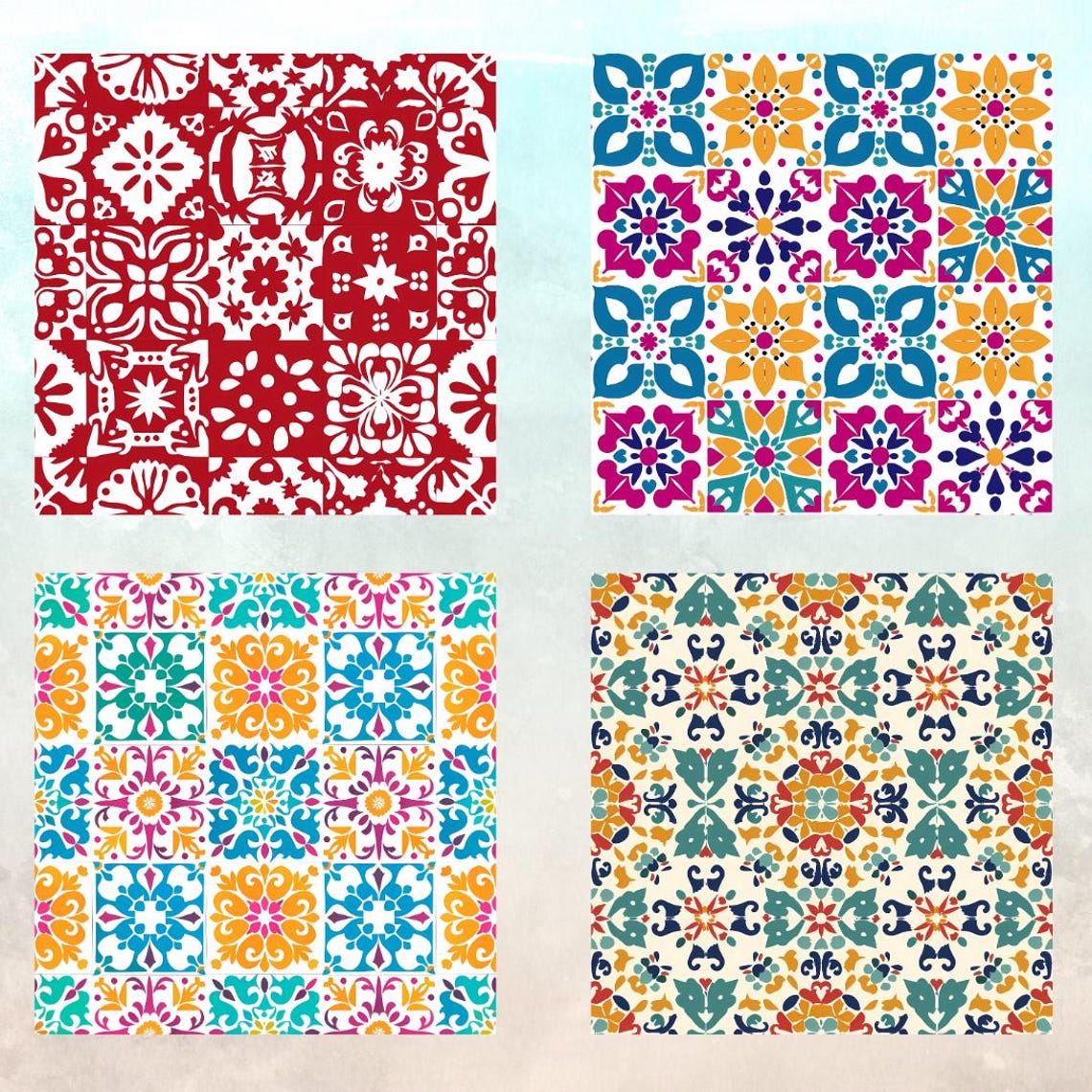Mexican Talavera Pattern Seamless Digital Papers - Tile Patterns ...