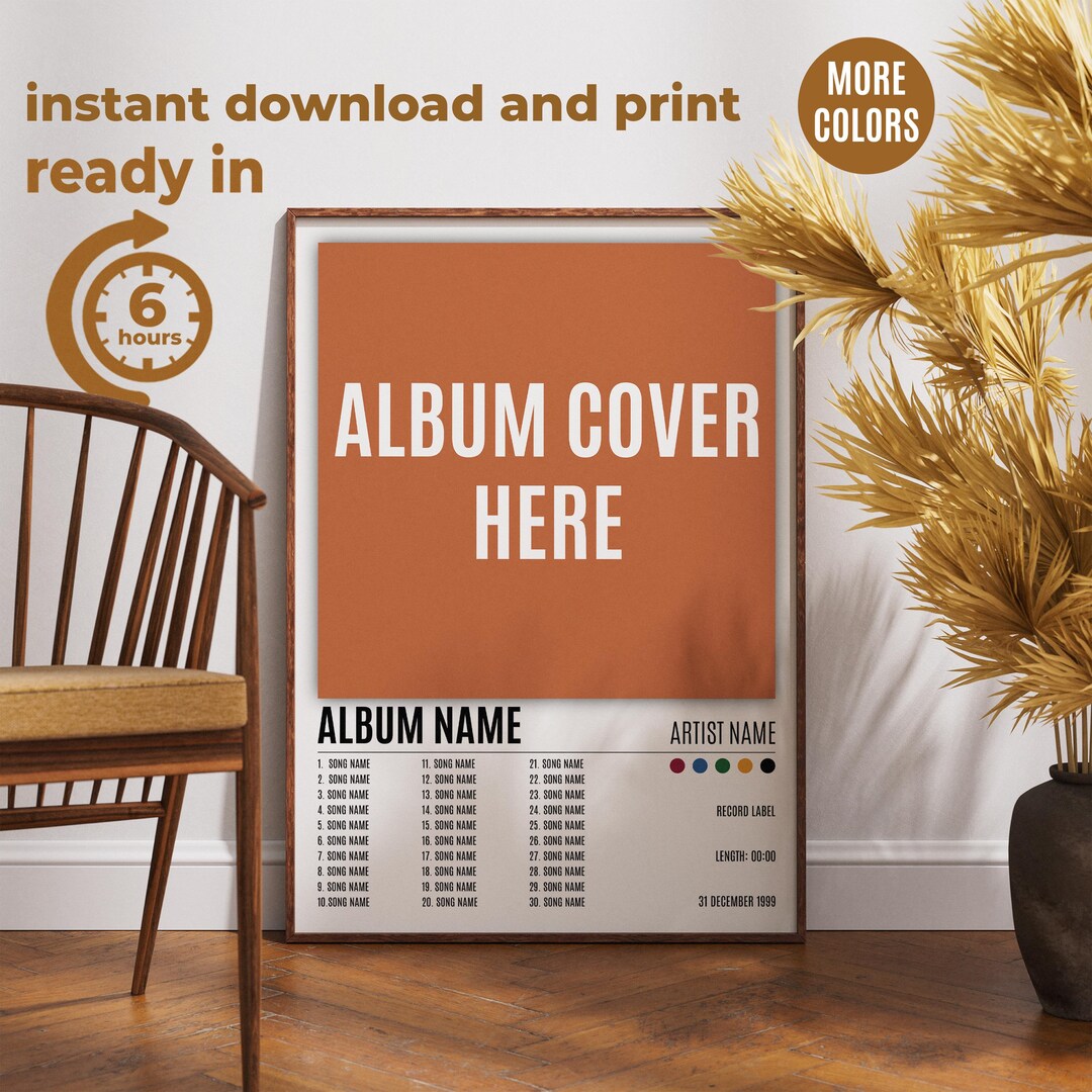 Custom Album Cover Art Print: Tracklist Poster, Valentine's Day Gift ...