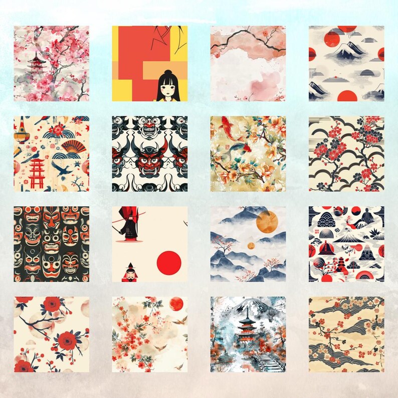 Japanese Vibe Pattern Seamless Digital Papers Printable Scrapbook Paper ...