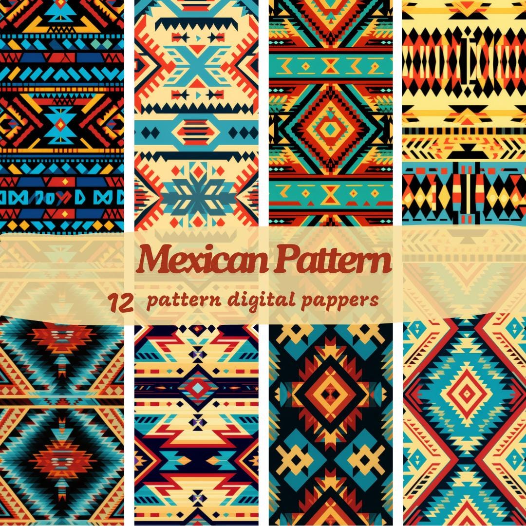 Mexican Ethnic Pattern Digital Paper: Seamless Scrapbook Paper (JPG ...
