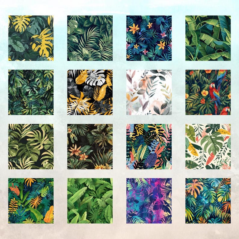 Jungle, Tropical, Forest Pattern Seamless Digital Papers Printable ...