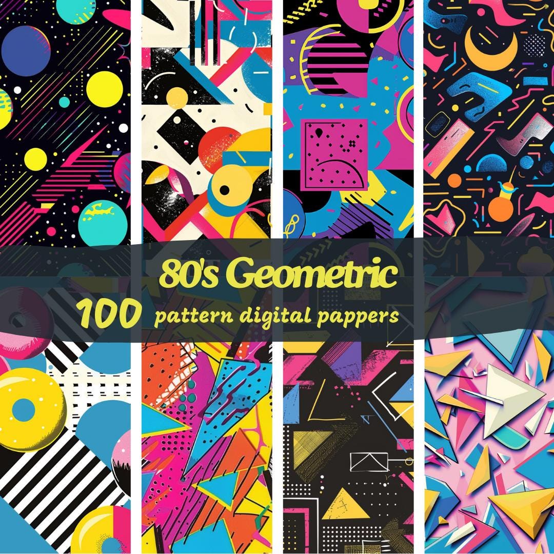 80's Party Art Pattern Flawless Digital Papers - Printable Scrapbook ...