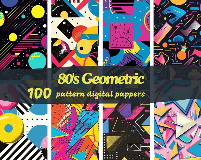 80's Retro Light Patterns, 80's/90's Patterns, 16 Digital Papers 12"x12 ...