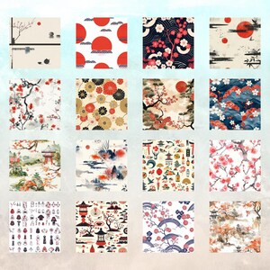 Japanese Culture Pattern Seamless Digital Papers -printable Scrapbook ...