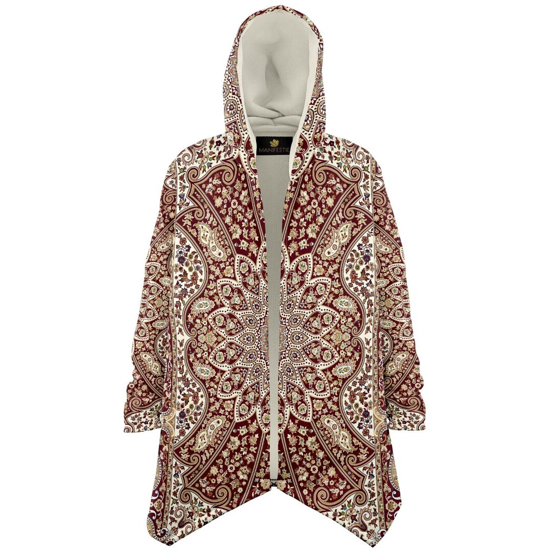 Classic Red Persian Carpet Cuddle Cloak Unisex Minky Sherpa Lined ...