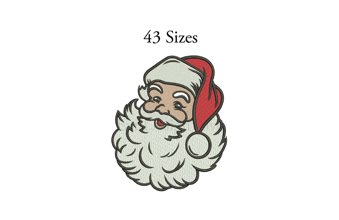 Santa Face Embroidery, Retro Santa Face Embroidery, Santa Claus Face ...
