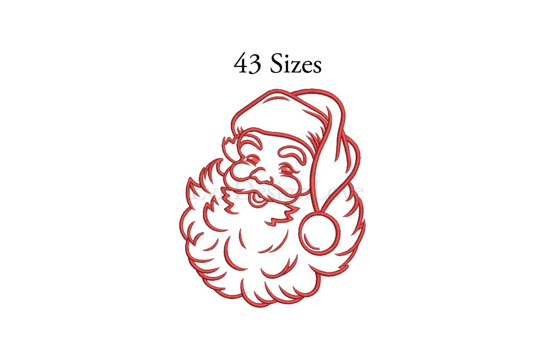 Santa Face Embroidery, Retro Santa Face Embroidery, Santa Claus Face ...