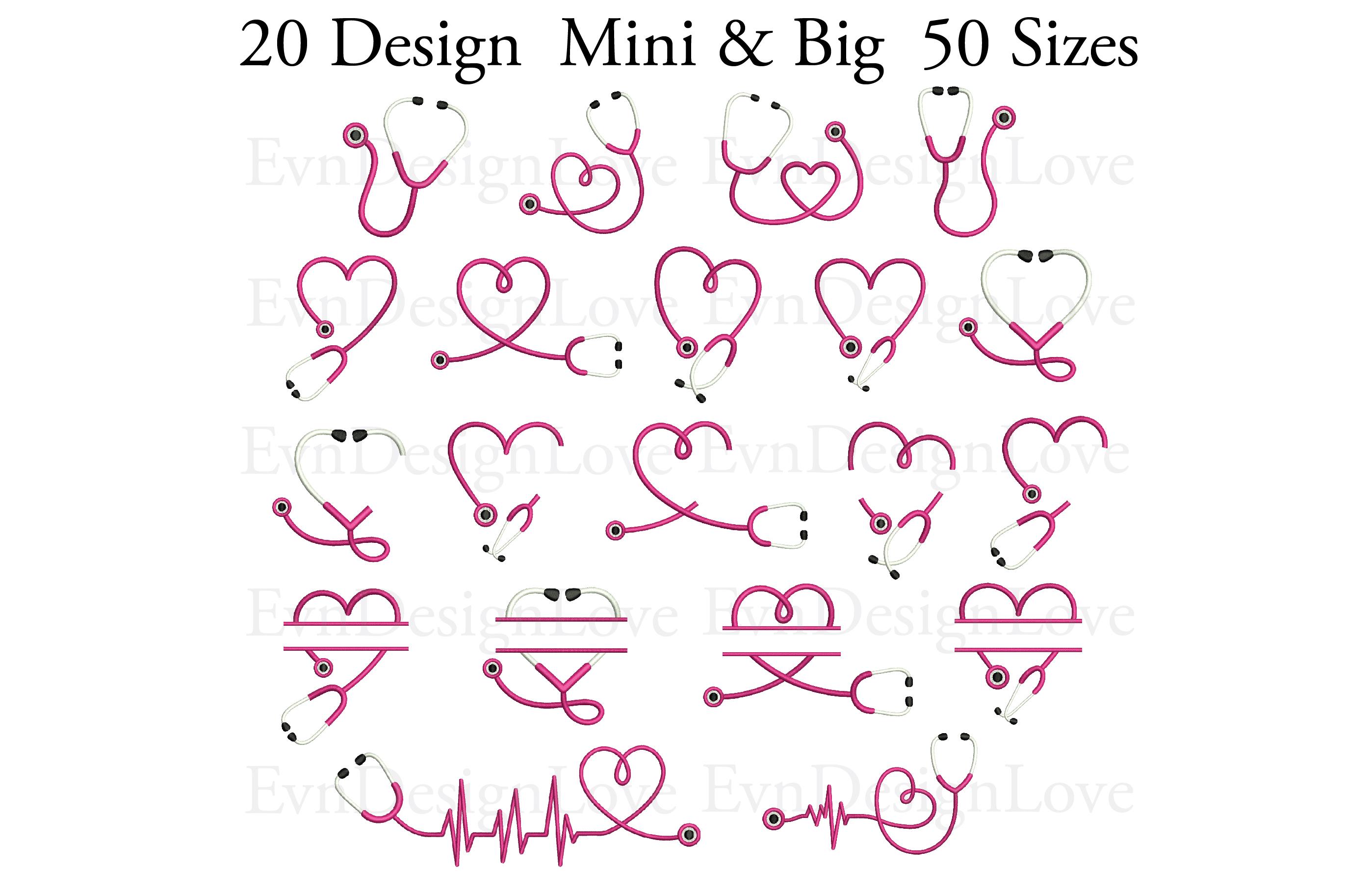 Set Stethoscope Heart Embroidery, Set Mini Stethoscope Embroidery, Set ...